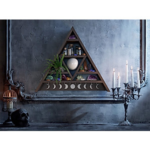 AMERICA EMPIRE Meditation Triangle Shelf for Crystals | Triangle Wall Shelf. Crystal Shelf Display for Stones. Witchy Decor for The Home, Crystal Holder. Crystal Display Shelf | Witchy Home Decor