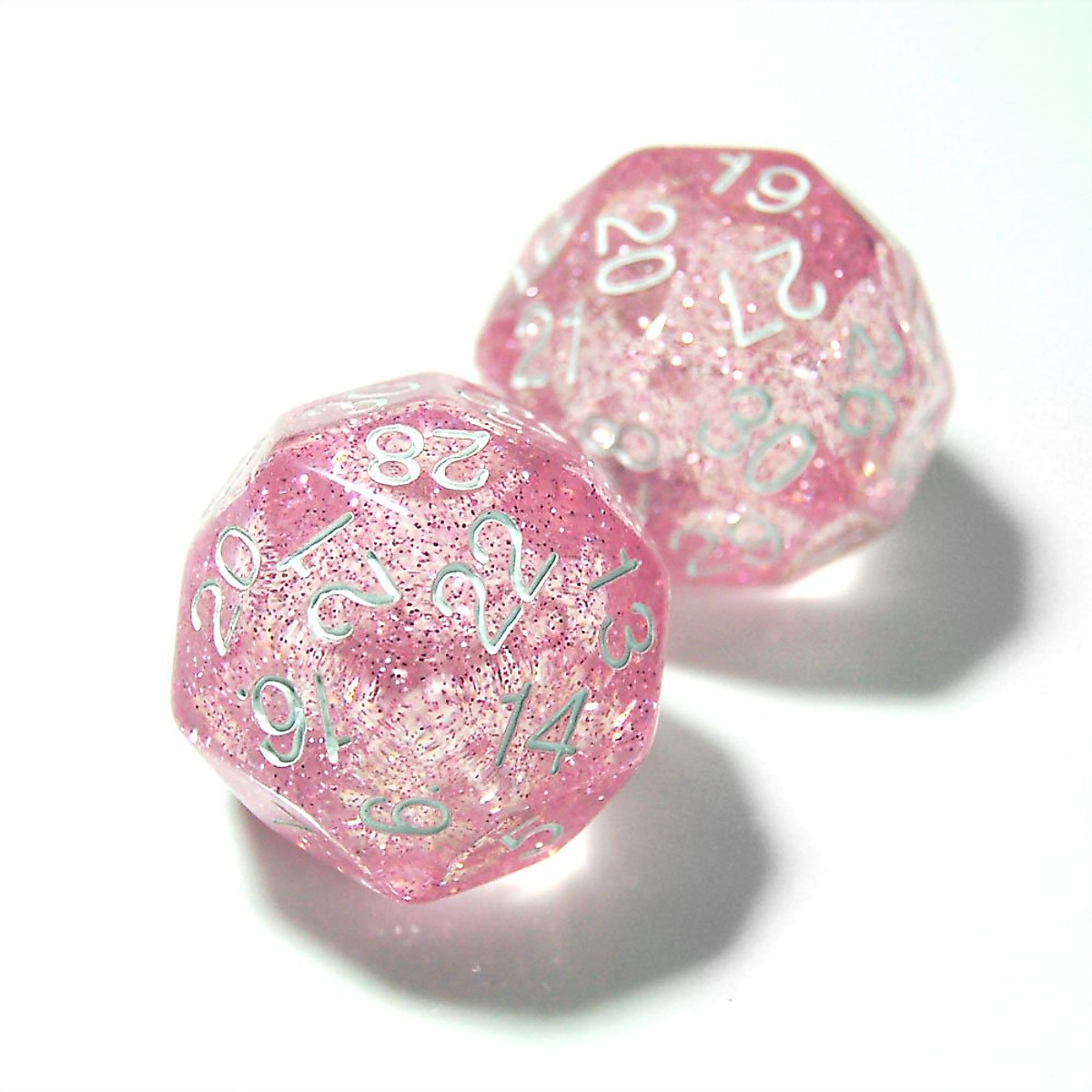 Triantakohedron 33mm D30 30-Sided Glittered Color Jumbo RPG Gaming Dice, Limited Edition Series (Glitter Pink)
