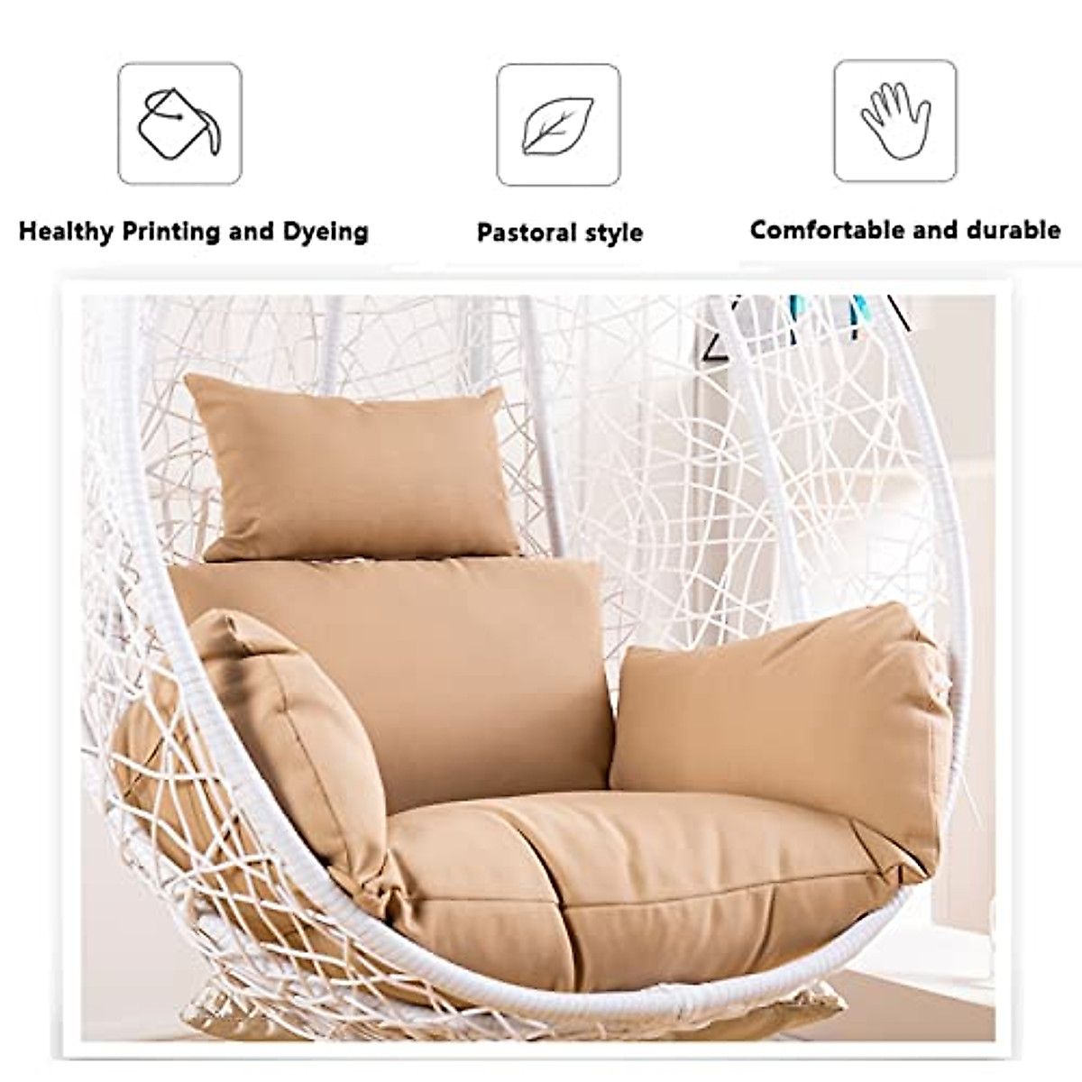 Nmg1 Hanging Egg Chair Cushion Cover, Wicker Rattan Hammock Chair Pad Replacement Cover for Indoor Outdoor Bedroom Patio Garden(No Padding) (Color : Red)