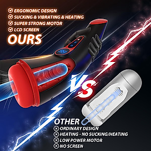 Sex Toys for Men Male Masturbator - APP Control Adult Toys Male Masturbators Penis Pump with 9 Sucking & 9 Vibrating Modes, 3D Textured Sleeve Heating Mens Sex Toy, LCD Display Pocket Pussy for Men