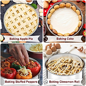 TeamFar Cake Pan, 2 Pcs 8x3 Inch Round Cake Pan, Stainless Steel Deep Layer Cake Pans with 60 Pcs Parchment Papers, 3 Pcs Cake Smoother Scrapers & Silicone Spatula & Mitts, Healthy & Practical