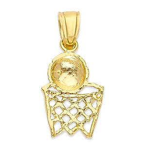 10k Real Solid Gold Basketball Pendant for Necklace, Sports Jewelry Gifts for Him