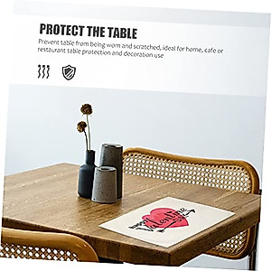 STOBOK 4pcs Valentine's Day Placemat Linen Placemats Embroidered Table Runner Table Placemats Burlap Kitchen Placemats Jute Placemats Linen Table Runner Household Placemat Dinnerware Mat