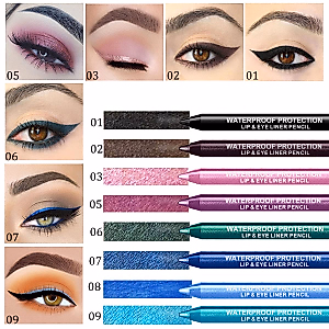 15 Colors Eyeliner Pen Set, Eye Shadow Pencil, Pearl Eyeliner Metallic Eyeliner Pencil Glitter Eyeliner for Women Eye&Lip Liner Professional Waterproof Eye Makeup Set Colorful Eyeliner Eye(15PCS)