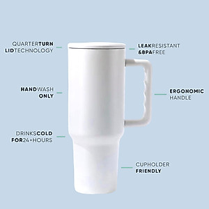 Kiki New York 40 oz Tumbler with Handle and Straw Lid, Insulated tumblers Cup friendly design, Keeps Drinks Cold or Hot with Insulated cups, Reusable Water bottle with straw, Perfect Gifts