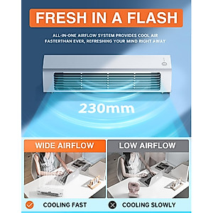 FrSara 12" Oscillating Small Tower Fan - Bladeless Desk Fan with Remote Control, 3000mHA USB C Small Office Fan with 3-Speed, Strong Wind Ultra Quiet Fan for Office, Bedroom, Home, Desktop, White