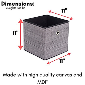 Internet's Best Canvas Storage Bin - Durable Storage Cube Box Basket Container - Clothes Nursery Toys Organizer - Grey