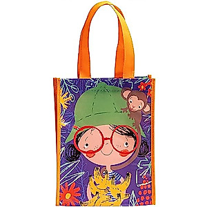 Loveinside Medium Recycled Gifts Bags with Handles, Kids Reusable Birthday Party Gift Bag, Shopping Bag - 8" x 4" x 10", 1 Pcs - Girl