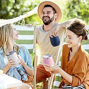 COMOOO 12oz Wine Tumbler with Lid and Straw, Stainless Steel Stemless Wine Glass, Double Wall Vacuum Insulated Wine Tumbler Cup for Gift, Cocktails,Beer,Champaign, White, 8 Pack