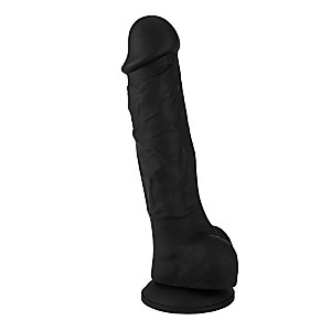 Naughty Realistic Silicone Dildo with Suction Cup, Adult Sex Toy, Beginner, Black, 6.5"