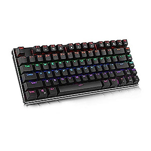 Teerwere Gaming Keyboard 81 Key USB Wired RGB Backlit Blue Switch Mechanical Gaming Keyboard ABS Keycaps Mechanical Gaming Keyboard (Color : Black, Size : One Size)