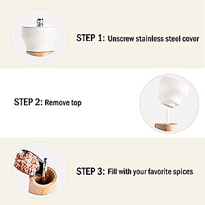 Rae Dunn Salt and Pepper Grinder Set of 2 - Bamboo Sea Salt Pepper Grinder - Classy Salt and Pepper Shakers - Pepper Mill & Salt Mill, Brown