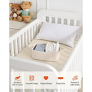 Small Woven Basket, 12 x 8 x 4.5 Inches, Small Storage Baskets for Organizing, Gift Baskets Empty, Cute Small Rope Shelf Closet Storage Bins Baskets for Shelves, Dog Toy Basket, 3 Packs, Off White