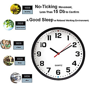 Wall Clock 9 Inch Battery Operated Silent Non-Ticking Wall Clock Modern Quartz Design Decorative Indoor Kitchen Office White