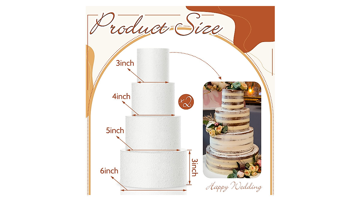 4 Tier Round Foam Cake Dummies - Perfect for Weddings & Events