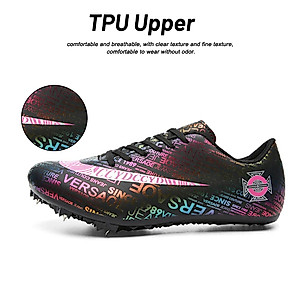 KAINASHI Women's Track and Field Shoes Breathable Athletics Sprint Spikes Light Training Sneakers Lace Up Professional Running Nail Spikes Shoes