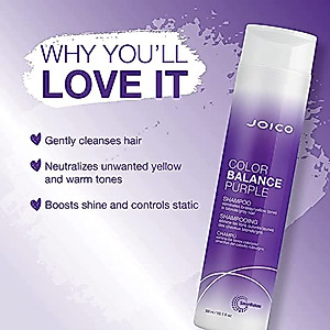 Joico Color Balance Purple Shampoo & Conditioner Set | Eliminate Brassy and Yellow tones | For Cool Blonde or Gray Hair