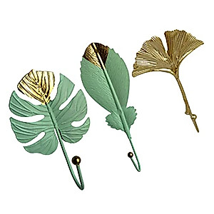 Amosfun 6pcs Plant Tropical Leaf Coat Mask Storage Decorative Reusable Stylish Corridor Leaf- Shaped Modern of Metal Window Things for Bathroom Shaped Utility Decor Iron Clothes