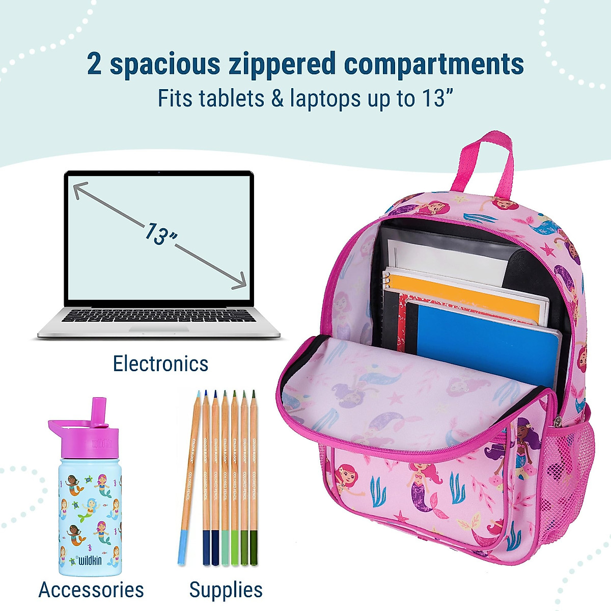 Wildkin Day2Day Kids Backpack for Boys and Girls, Measures 14.5 x 10.75 x 3.75 Inches Backpack for Kids, Ideal Size for School and Travel Backpacks (Firefighters)