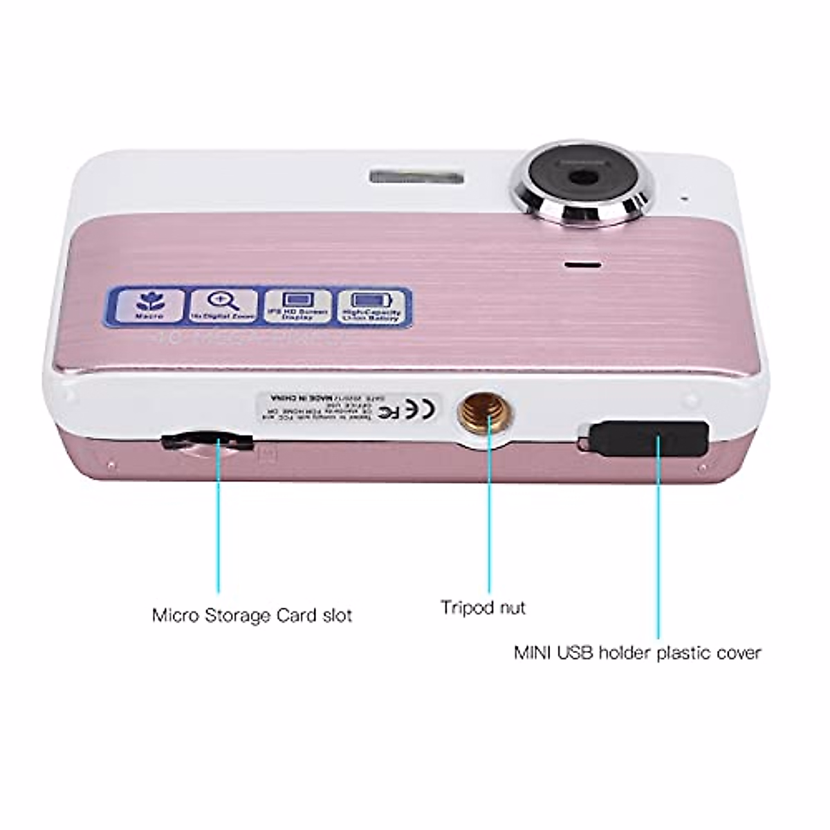 Kids Digital Video Camera, 40MP Children's Camera with 2.4Inch Screen for Boys Girls and Beginners, Video Selfie Camera with 16X HD Zoom Gift for Family/Friends(Pink)