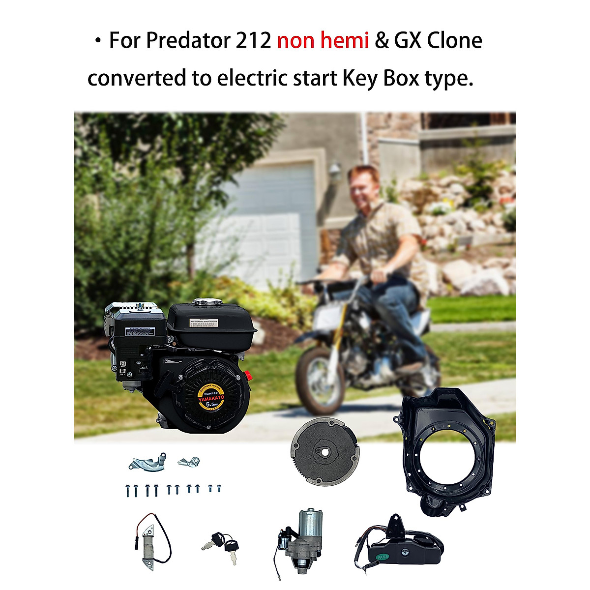 YAMAKATO Electrical Starter Kit for Predator 212 Coleman Honda Non Hemi 196cc 212cc 224cc Small Engine Mini Bike Go Kart