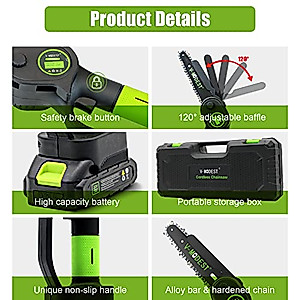 Mini Chainsaw Cordless 4&6 Inch,V-MODEST Brushless One-Handheld Electric Chain Saw with 2x24V Battery Powered, 23.4FT/s, Security Lock for Wood Cutting Tree Pruning(also for women)