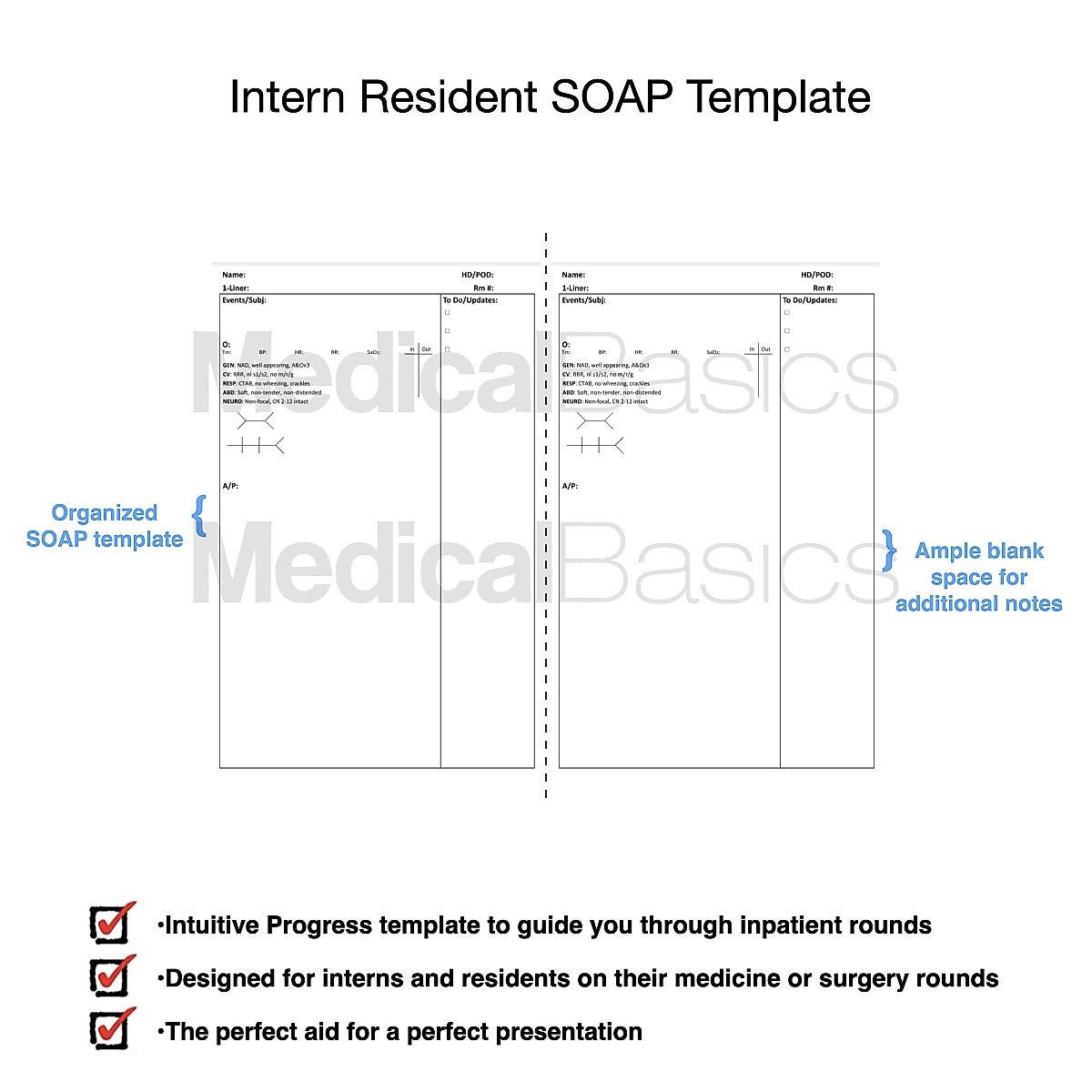 Inpatient Progress SOAP Notebook for Interns and Residents – Medical History and Physical Notebook, 200 Patient Templates for Inpatient Rounds