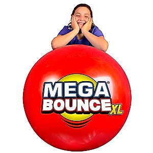 Wicked Mega Bounce XL - The World's Bounciest Inflatable Ball! Extra Large Bounce Ball for All Terrain Bounceability! Super Grip Graphics Outdoor Exercise Ball to Catch Easily. Blue or Red