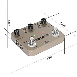 Rowin Twin Looper Station Electric Guitar Effect Pedal Loop Station for Guitarists Golden