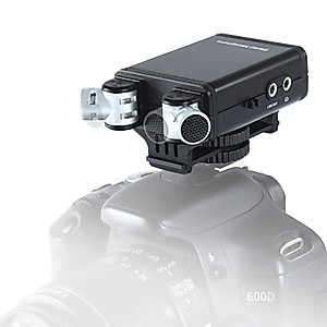 Movo/Sevenoak Camera Stereo Camera Microphone - Condenser Video Mic with 90°-120° Adjustable Directional Mic Capsules - Compatible with Sony, Nikon, and Canon DSLR Cameras