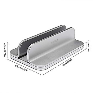 JOKItech Aluminum Laptop Vertical Stand Organizer, Sturdy Laptop Computer Holder Desktop Stand Compatible with New Retina Apple MacBook Pro/Air, Mac Mini, Apple TV and iPad Pro -Silver
