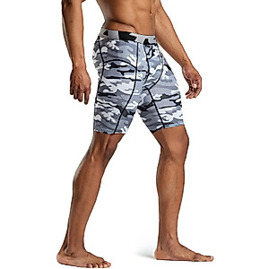 TSLA Men's Athletic Compression Shorts, Sports Performance Active Cool Dry Running Tights, Hyper Control Military Camo Grey, Small
