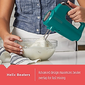 Black+Decker MX600T Helix Performance Premium Hand, 5-Speed Mixer, Teal