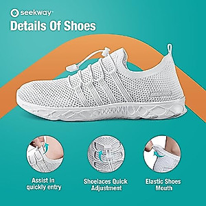 SEEKWAY Mens Womens Water Shoes Quick Dry Aqua Shoes Barefoot for Beach Surf Hiking Pool Water Sports AD051 White