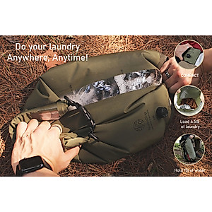 Noitullop Washbag Portable Washing Machine - 15L Fully Waterproof Dry Bag - Lightweight Compact Nylon Washing Machine - Portable Manual Clothes Washer Laundry Bag (Olive)