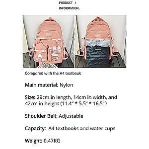 kiobrvhe Kawaii Backpack with Cute Accessories Laptop Backpack Lightweight Waterproof Casual Rucksack for Hiking Travel Sports (D Black)