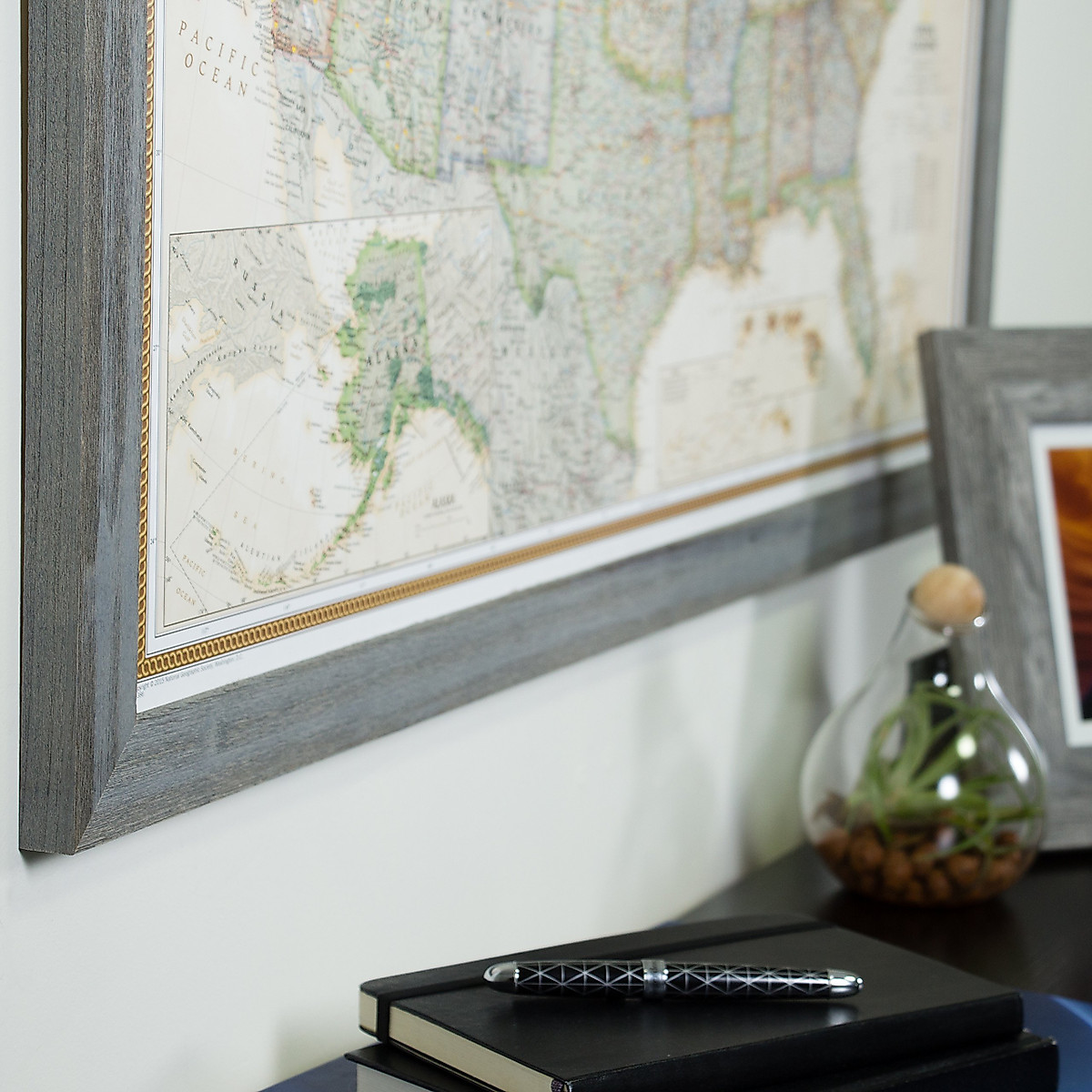 Craig Frames Wayfarer, Executive United States Push Pin Travel Map, Rustic Gray Frame and Pins, 24 by 36-Inch