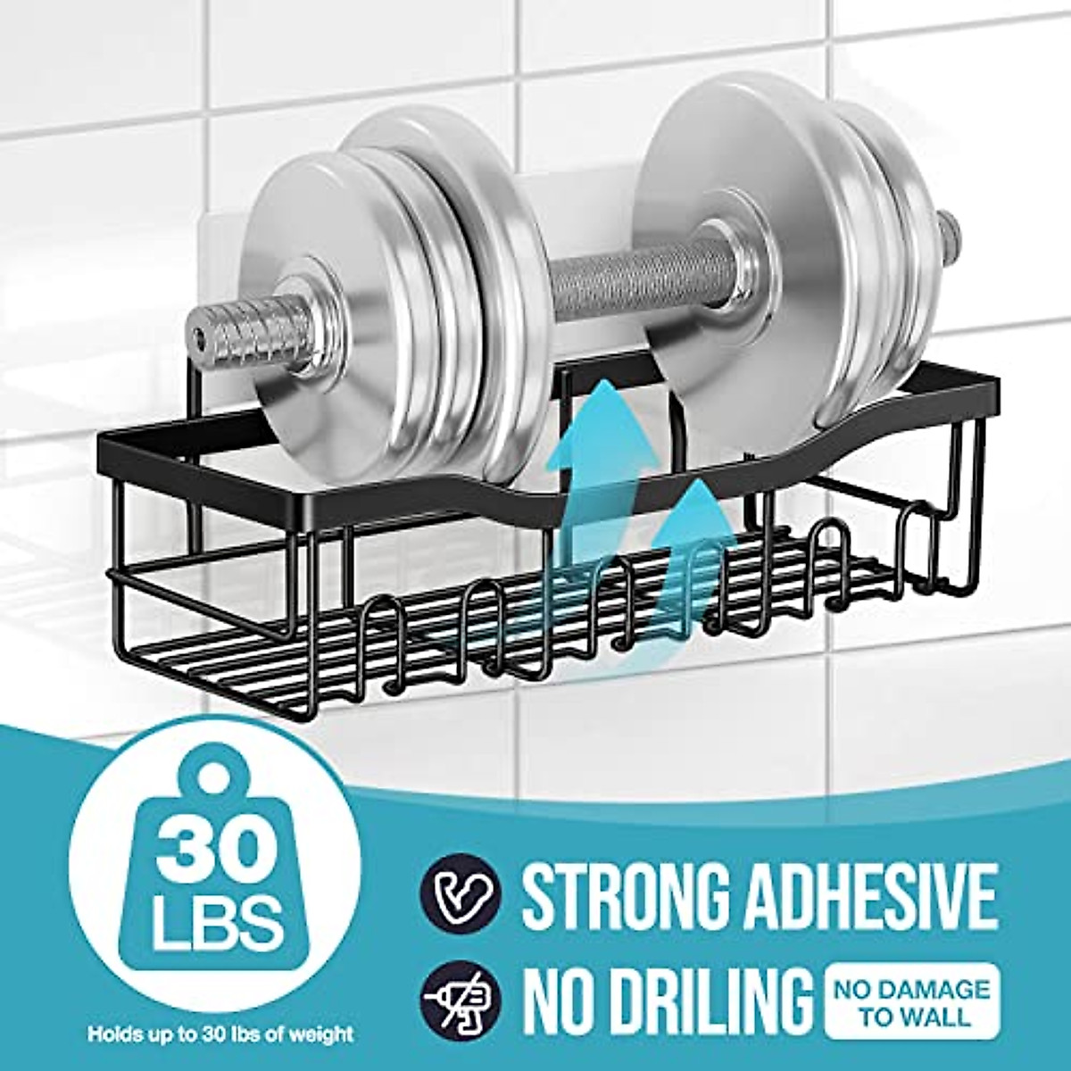 Gocvo Shower Caddy, 5 Pack Shower Shelves Bathroom Organizer No Drilling Adhesive Shower Wall Shelves Rustproof Stainless Steel Storage Shower Rack