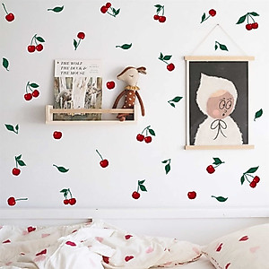 Cherry Wall Decal Fruit Wall Decals Peel and Stick Kitchen Wall Decals Cherries Green Leaf Wall Stickers Cherry Fruit Wall Stickers for Living Room Bedroom Nursery Decor