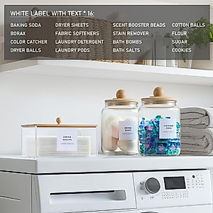 Glass Jars and Dryer Sheet Holder with Bamboo Lids, Dispenser Set and Labels, Containers for Laundry Room Organization and Storage, Half Gallon Airtight jars, Acrylic Storage Box for Laundry supplies
