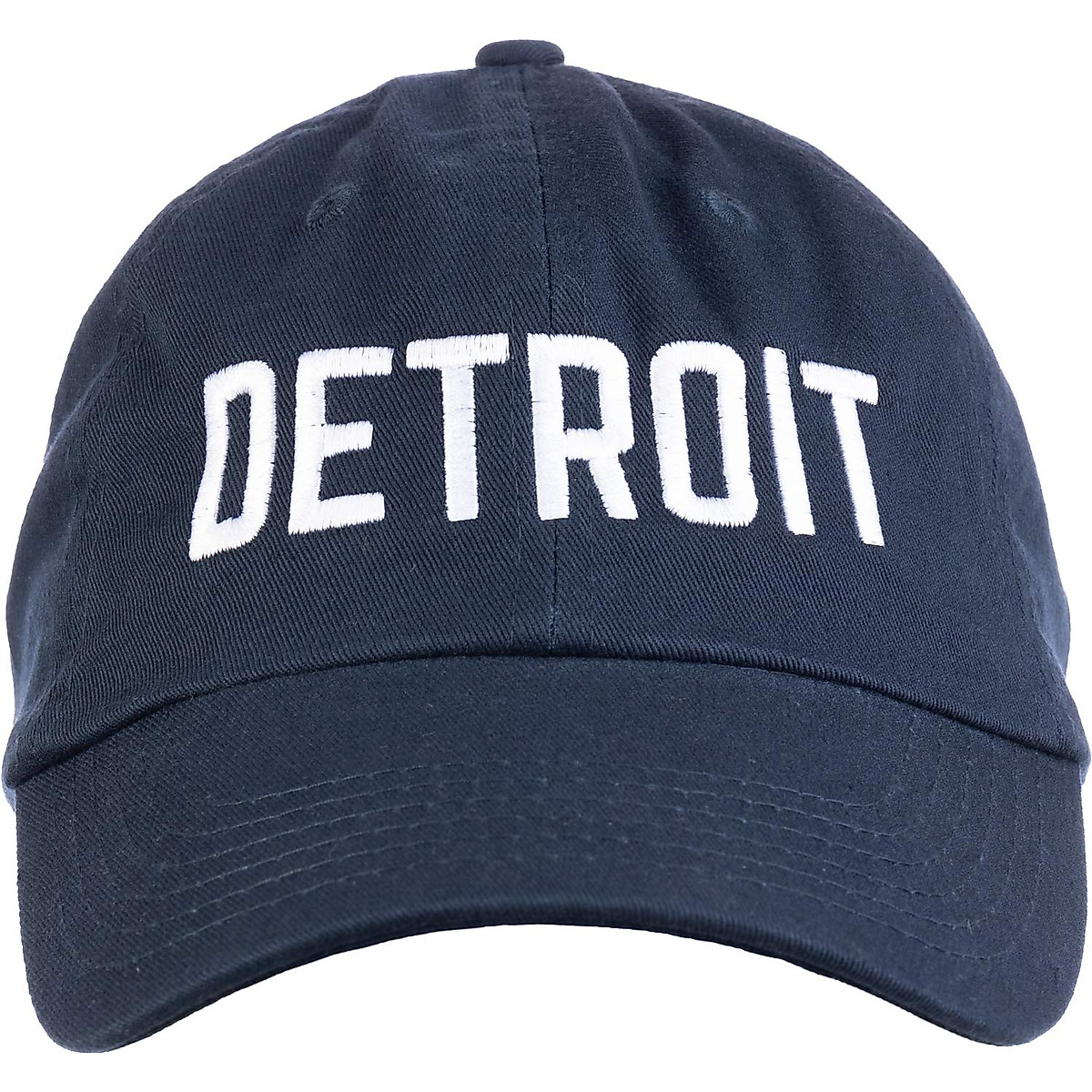 Ann Arbor T-shirt Co. Detroit | Classic Retro City Detroiter 313 Cool Michigan Men's or Women's Cap Dad Hat- Navy