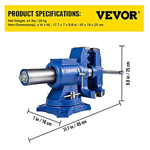 BestEquip 6" Heavy Duty Bench Vise, Double Swivel Rotating Vise Head/Body Rotates 360°,Pipe Vise Bench Vices 30Kn Clamping Force,for Clamping Fixing Equipment Home or Industrial Use