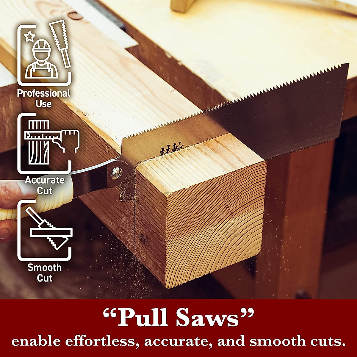 SUIZAN Japanese Pull Saw Hand Saw 9.5 Inch Ryoba Double Edge Flush Cut Saw Woodworking tools Gifts