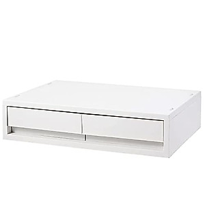 MUJI Polypropylene 2 Drawers Storage Box, A4 Wide, 37cm Width x 26cm Depth x 9cm Height, White/Grey