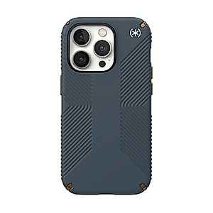 Speck iPhone 14 Pro Case - Drop Protection, Scratch Resistant, Dual Layer Slim Phone Case for 6.1 Inch iPhones 14 Pro - Built for MagSafe - Presidio2 Grip - Charcoal/Cool Bronze/White