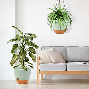 GARDIFE Large Hanging Planter, 12 inch Hanging planters for Indoor. Outdoor Plants, Self Watering Plant Pot, Plant Hanger, Green