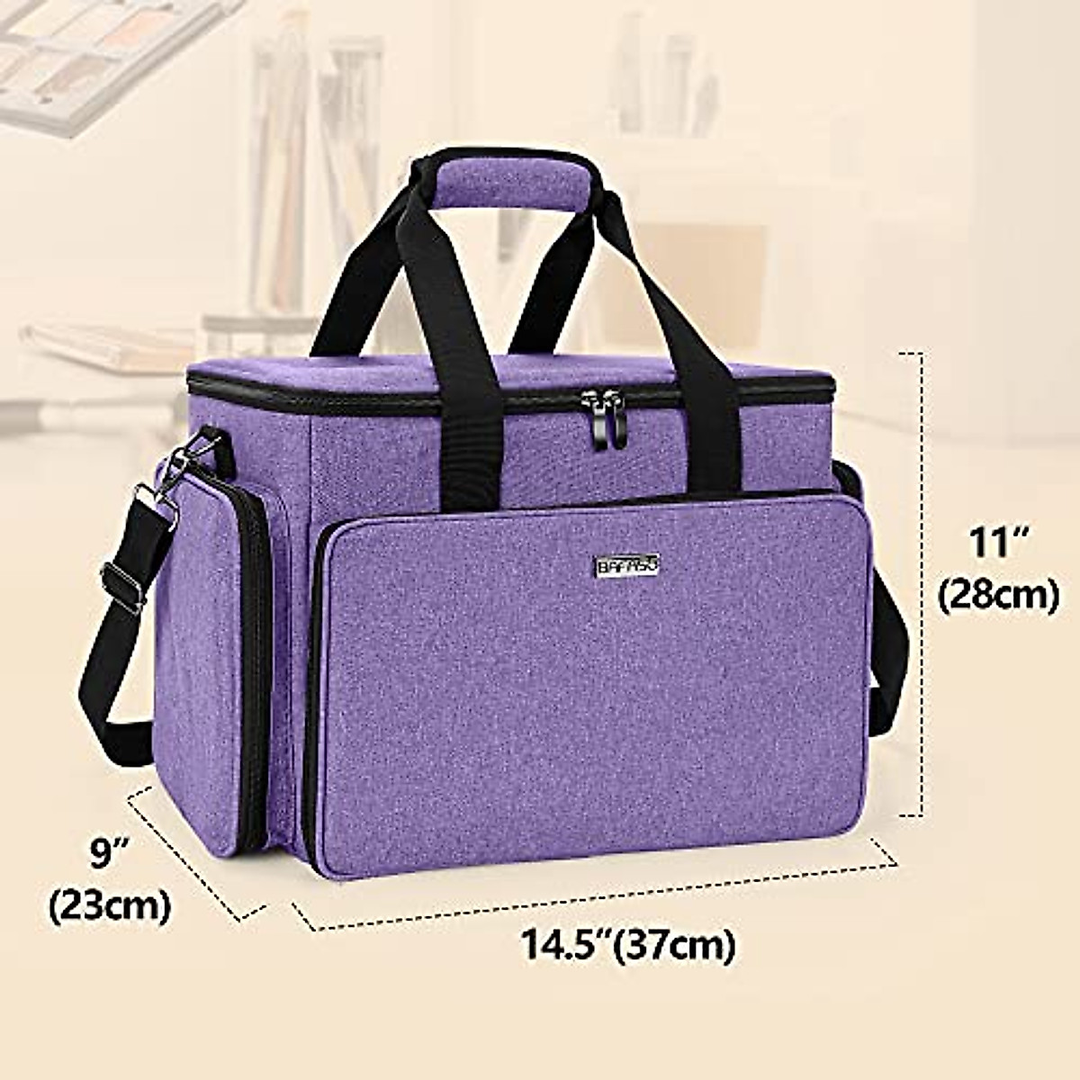 BAFASO Large Cosmetic Bag Makeup Bag with Adjustable Dividers, Travel Makeup Case Holds Cosmetics and Hair Supplies, Purple