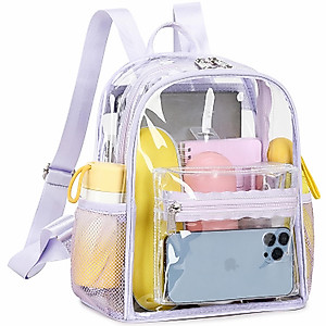 abshoo Clear Mini backpack Stadium Approved 12x12x6 Clear Bag Transparent Small Backpacks (Purple)