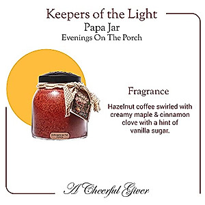 A Cheerful Giver — Evenings on the Porch - 34oz Papa Scented Candle Jar with Lid - Keepers of the Light - 155 Hours of Burn Time, Gift for Women, Red