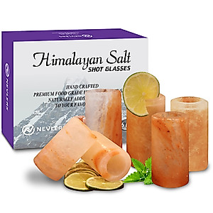 Nevlers 6 PCS Himalayan Salt Shot Glasses for Tequila, All Natural Himalayan Salt Tequila Shot Glasses - Handcrafted Shot Glass - 3" H Himalayan Shot Glasses | Himalayan Salt Glasses Tequila